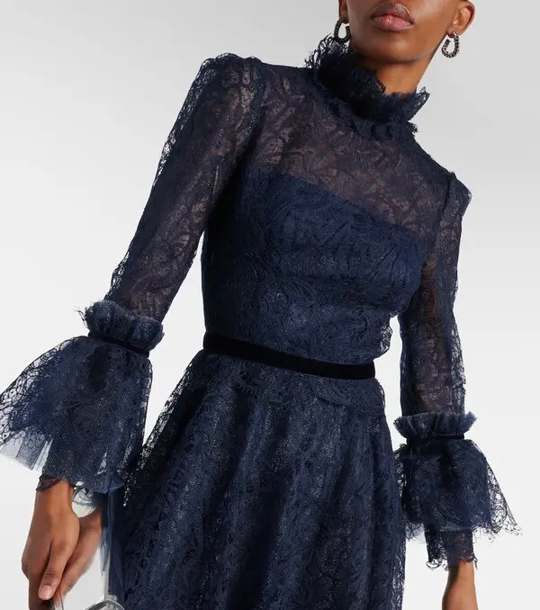 Costarellos Ruched Lace Gown