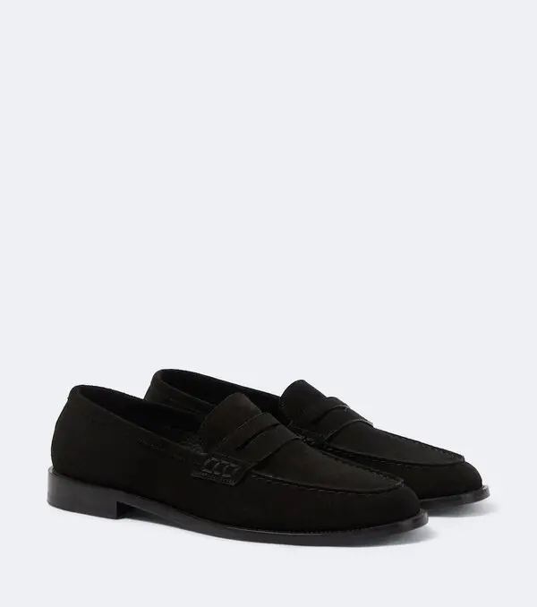 Manolo Blahnik Perry Suede Penny Loafers - Black