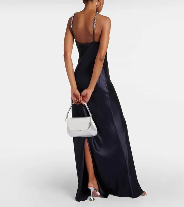 Staud Cadence Halterneck Satin Slip Maxi Dress - Blue