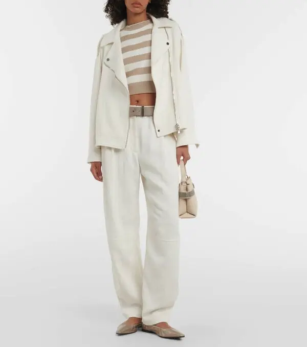 Brunello Cucinelli Cotton And Linen Biker Jacket