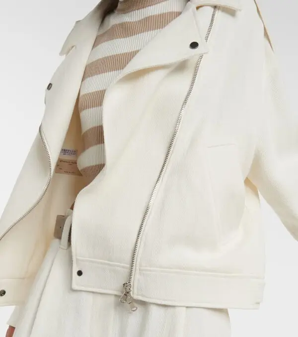 Brunello Cucinelli Cotton And Linen Biker Jacket