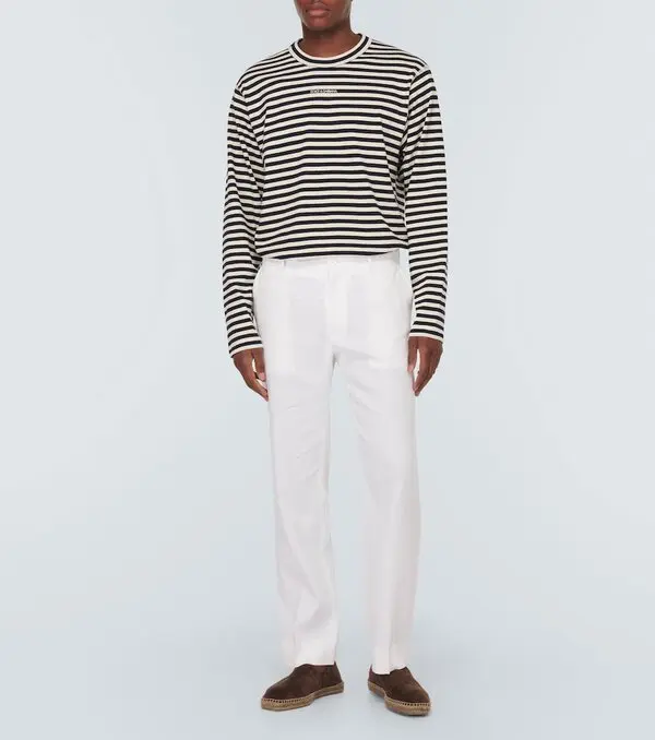 Dolce & Gabbana Linen-blend Straight Leg Pants - White