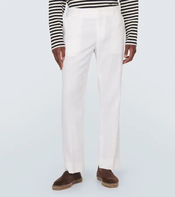 Dolce & Gabbana Linen-blend Straight Leg Pants - White
