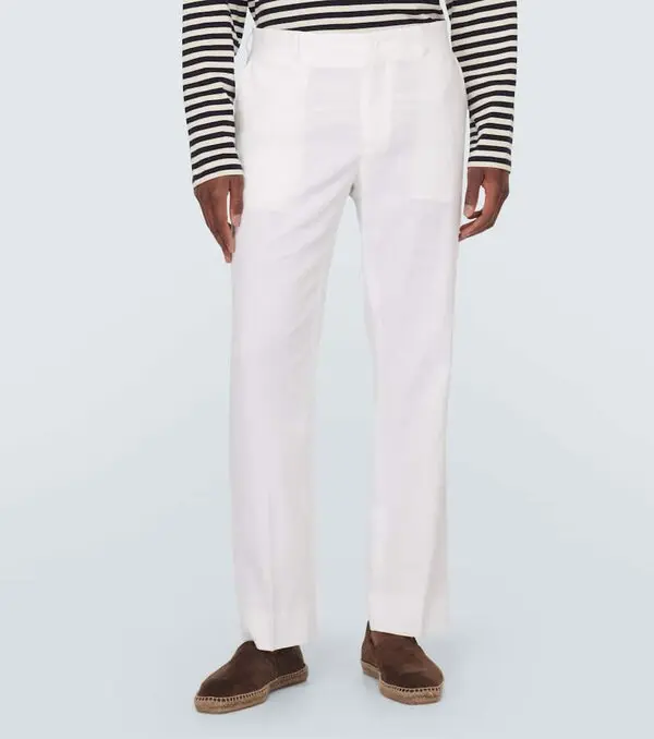 Dolce & Gabbana Linen-blend Straight Leg Pants