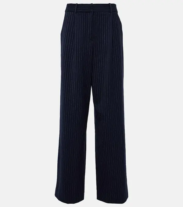Veronica Beard Heyser Pinstripe Wide-leg Pants - Blue