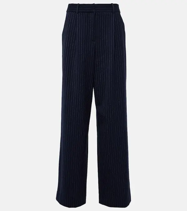 Veronica Beard Heyser Pinstripe Wide-leg Pants - Blue