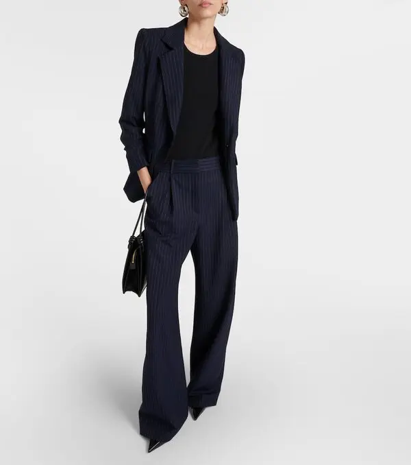Veronica Beard Heyser Pinstripe Wide-leg Pants - Blue