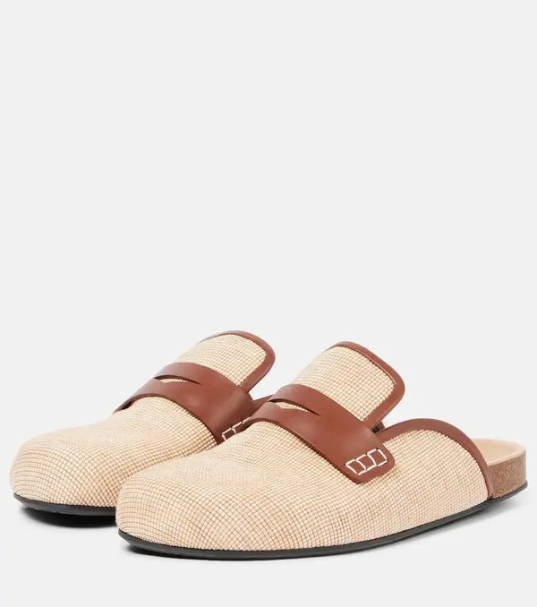 JW Anderson Leather-trimmed Mules - Beige