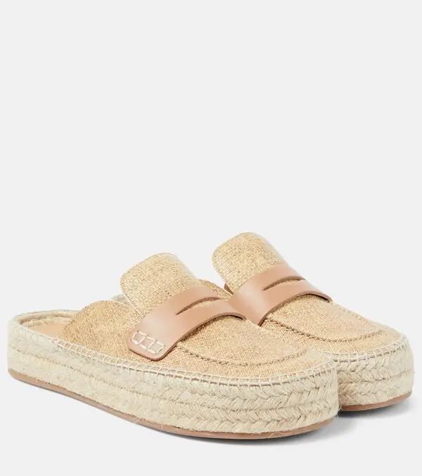 JW Anderson Leather-trimmed Mules - Beige