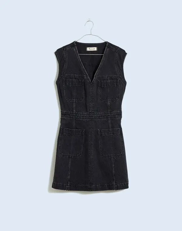 madewell denim cap sleeve dress NEW Madewell Denim Cap-Sleeve Button-Front Dress in Tile White