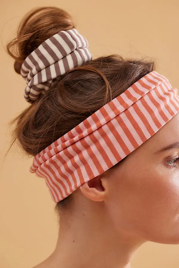 New?Free People-Brown Bubble Headband Free People Ribbed Knit Headband - Brown/Cream | Editorialist main image 3