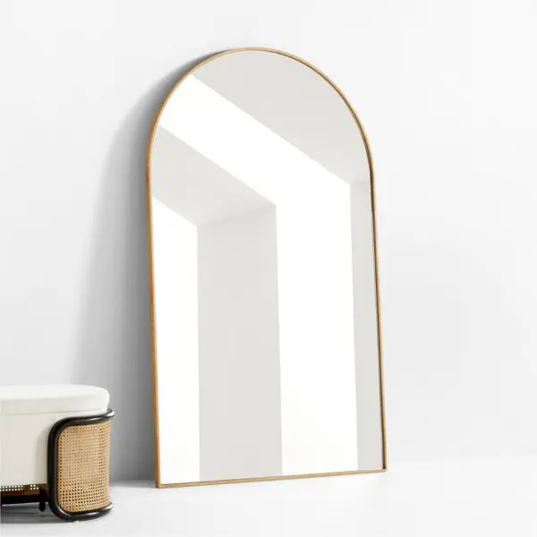 Crate & Barrel Edge Oak Wood Extra-large Arched Floor Mirror 48"x80