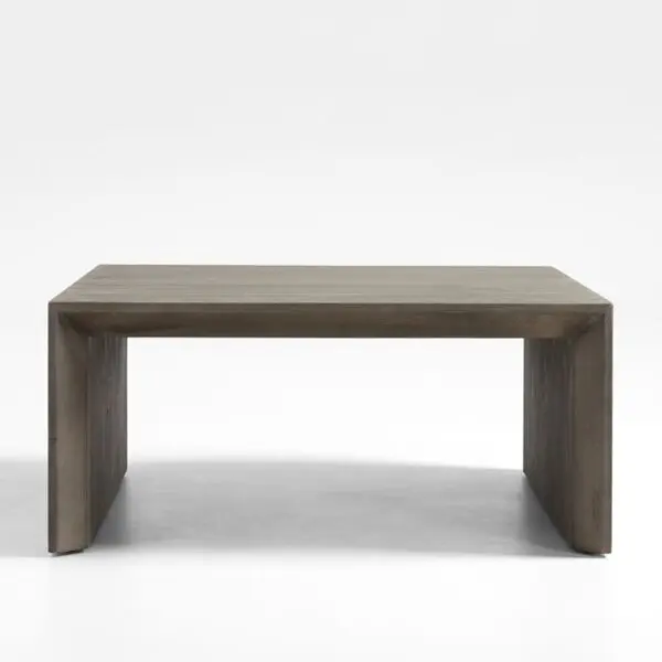 Crate & Barrel Baja Oak Wood Square Coffee Table - Grey