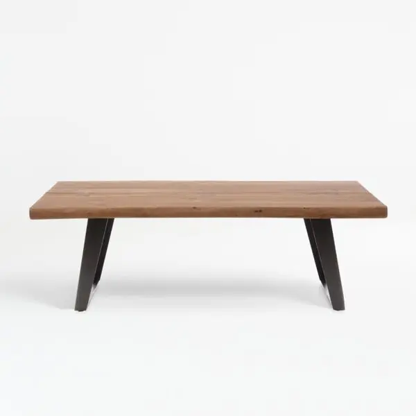 Crate & Barrel Yukon Warm Acacia Live Edge Solid Wood Rectangular Coffee Table
