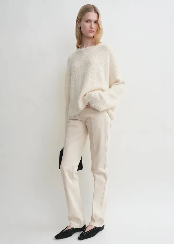TOTEME Boxy Silk Knit Sweater - Creme