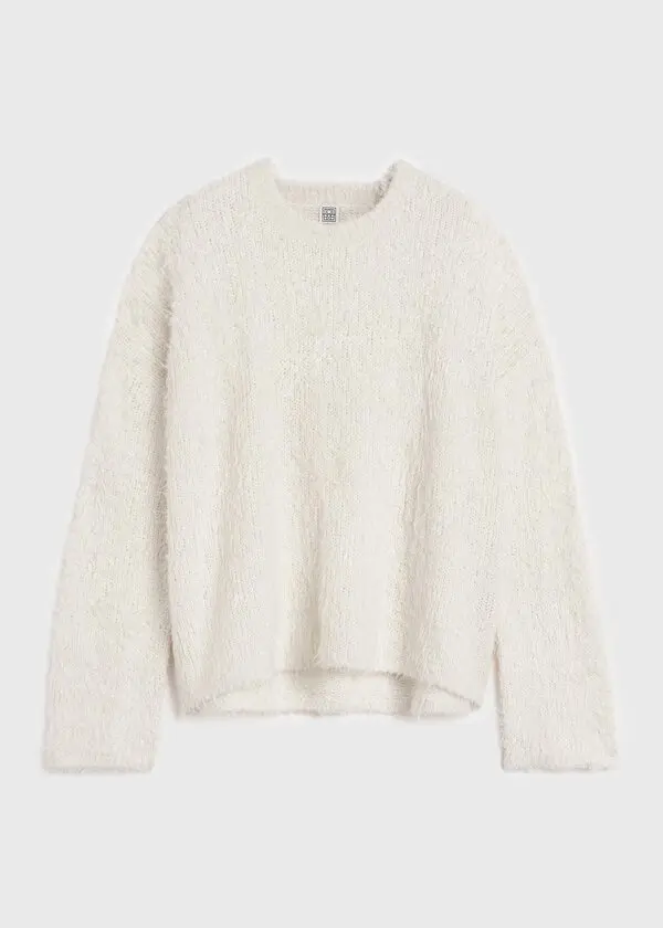 TOTEME Boxy Silk Knit Sweater - Creme