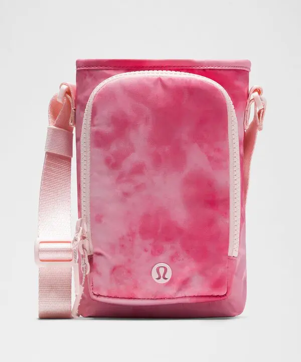 Lululemon Water Bottle Crossbody With Front Pocket - Smoothie Print Strawberry Multi/pink Pearl