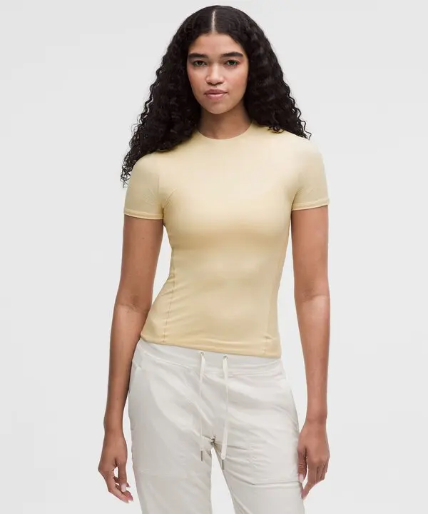 Lululemon Wundermost Ultra-soft Nulu Hip-length Crewneck Shirt - Butter Cream