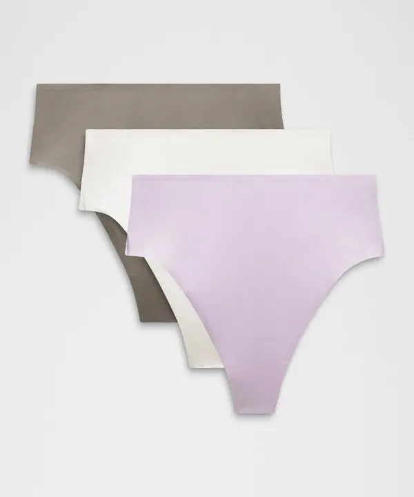 Lululemon Wundermost Ultra-soft Nulu High-waist Thong Underwear - Nomad/light Ivory/lilac Play