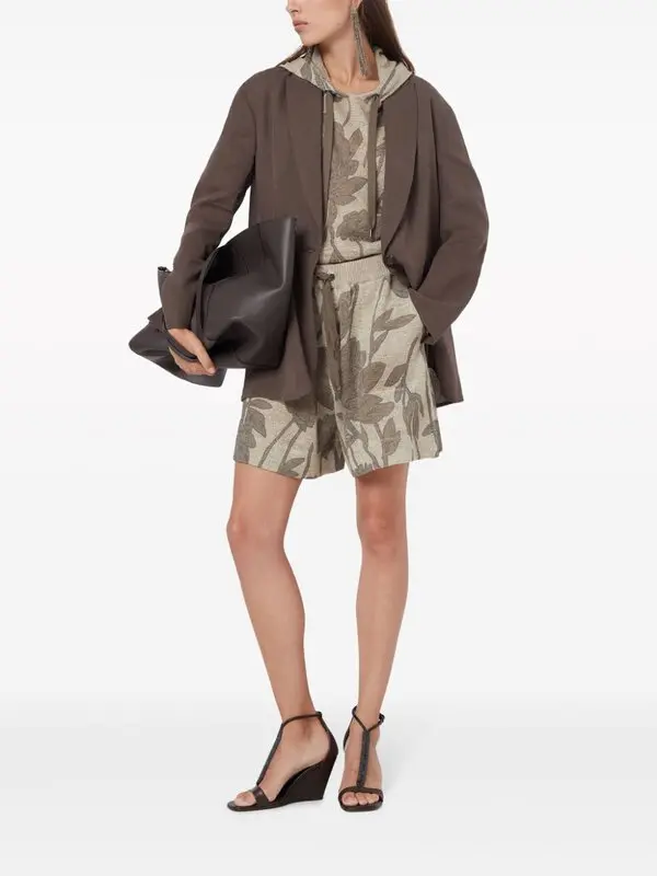 Brunello Cucinelli Floral-jacquard Hooded Top