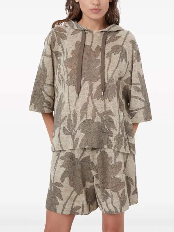 Brunello Cucinelli Floral-jacquard Hooded Top