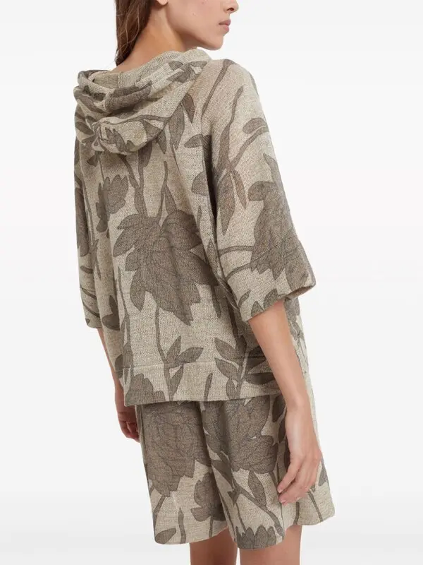 Brunello Cucinelli Floral-jacquard Hooded Top