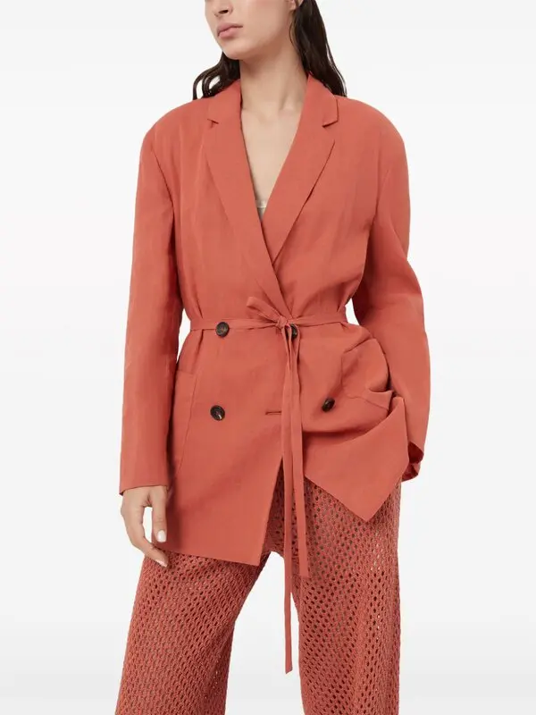 Brunello Cucinelli Double-breasted Cotton Belted Blazer