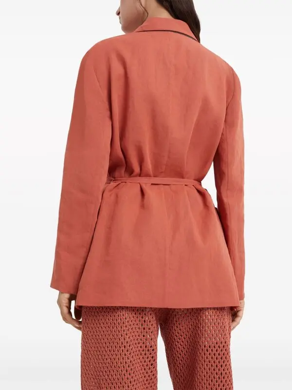 Brunello Cucinelli Double-breasted Cotton Belted Blazer