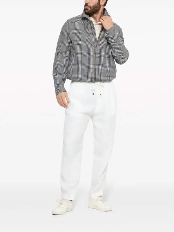 Brunello Cucinelli Puppytooth Pattern Zip-up Jacket