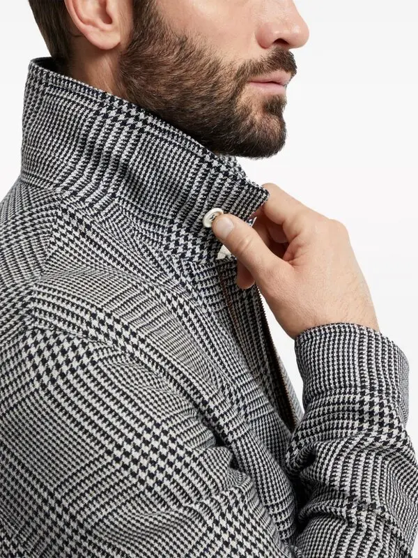 Brunello Cucinelli Puppytooth Pattern Zip-up Jacket