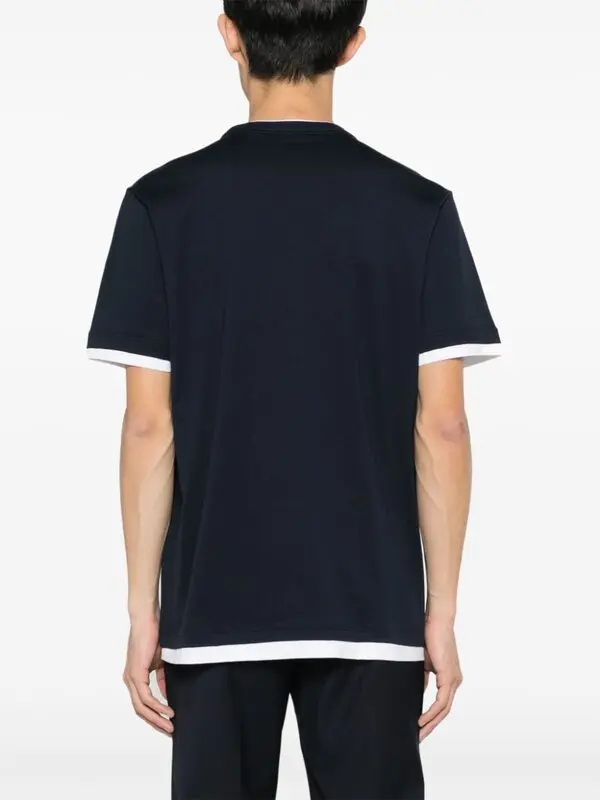 Brioni Logo-embroidered Cotton T-shirt - Blue