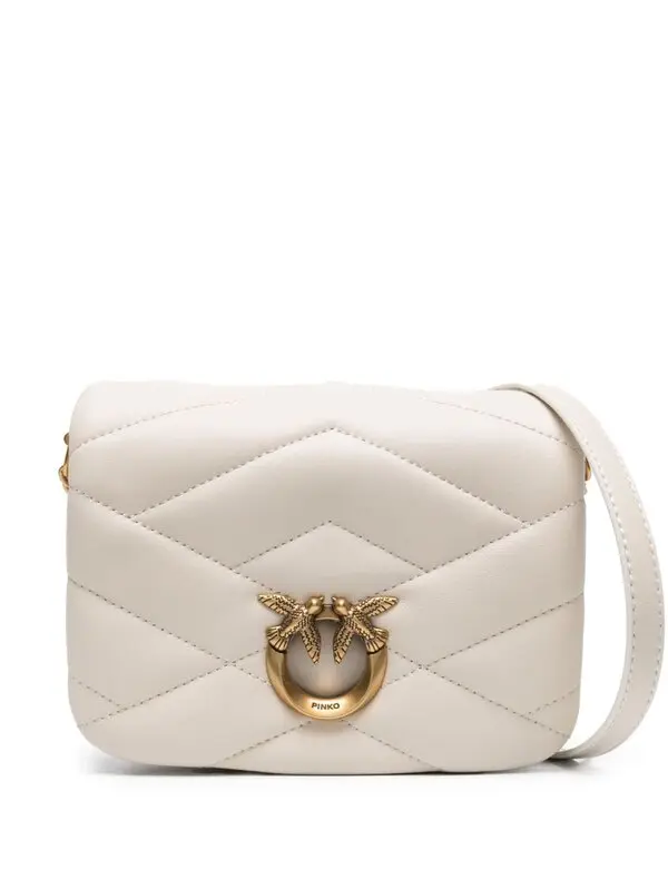 Pinko Love Click Quilted Shoulder Bag - White