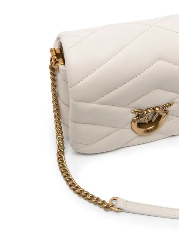 Pinko Love Click Quilted Shoulder Bag - White