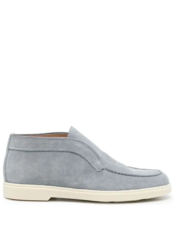 Santoni Suede Slip-on Boots - Blue