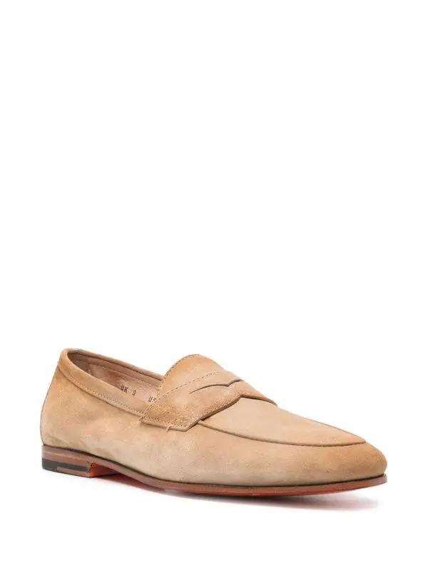 Santoni Suede Penny Loafers - Brown