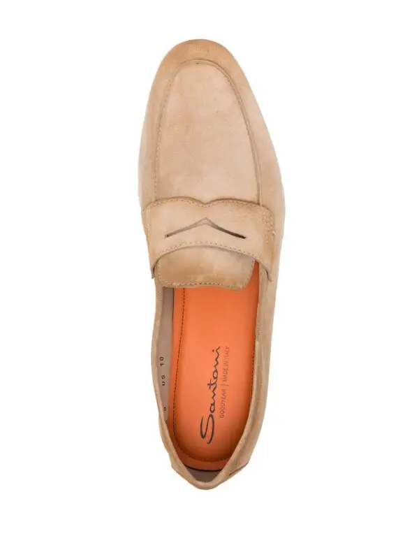 Santoni Suede Penny Loafers - Brown