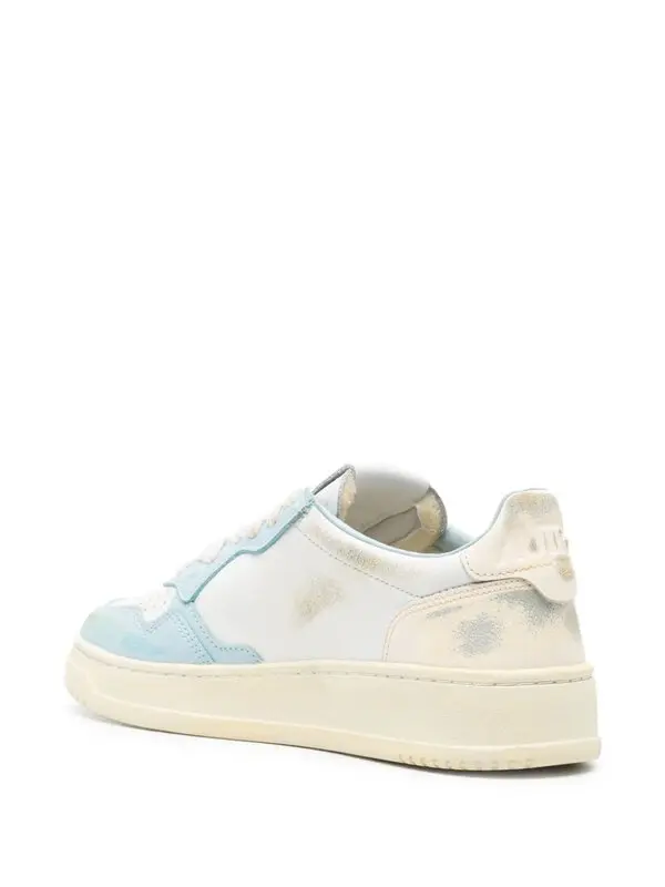 AUTRY Distressed Panelled Leather Sneakers - White