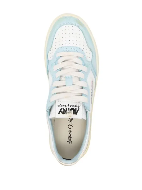 AUTRY Distressed Panelled Leather Sneakers - White