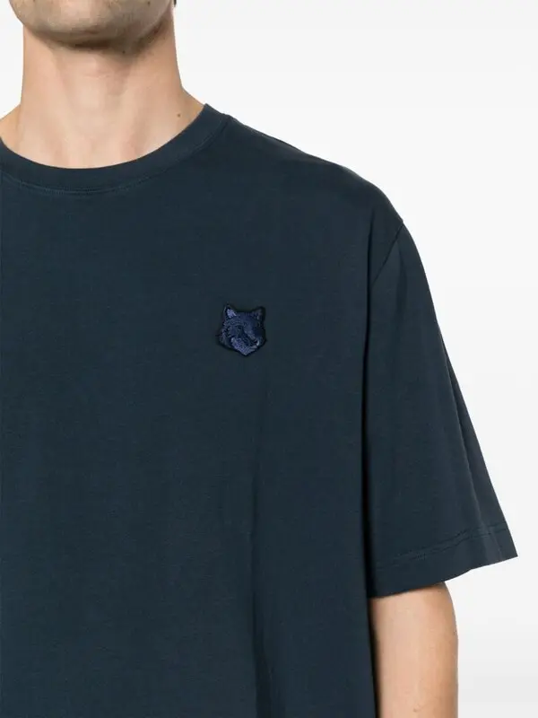 Maison Kitsuné Fox-motif Cotton T-shirt - Blue