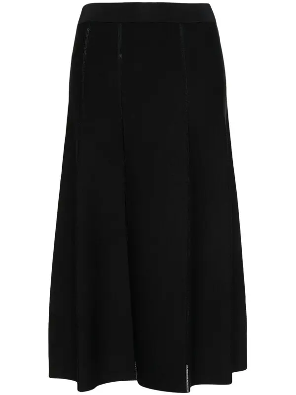 Zimmermann Ribbed-knit A-line Midi Skirt