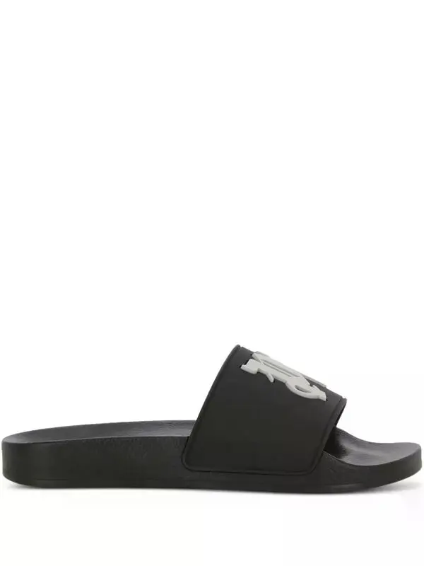 Palm Angels Raised-monogram Slides - Black