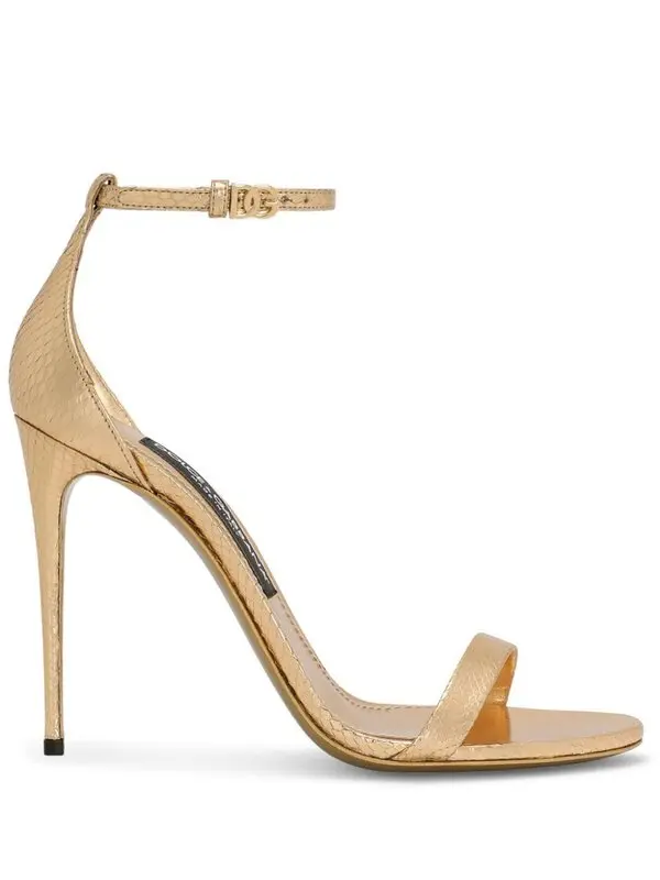 Dolce & Gabbana Keira Leather Sandals - Gold