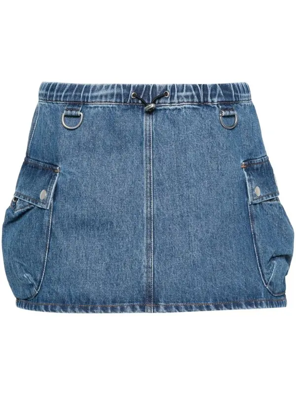 Coperni Appliqué-logo Denim Cargo Skirt - Blue