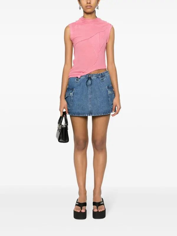 Coperni Appliqué-logo Denim Cargo Skirt - Blue