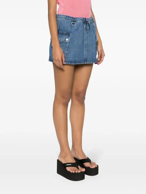 Coperni Appliqué-logo Denim Cargo Skirt - Blue