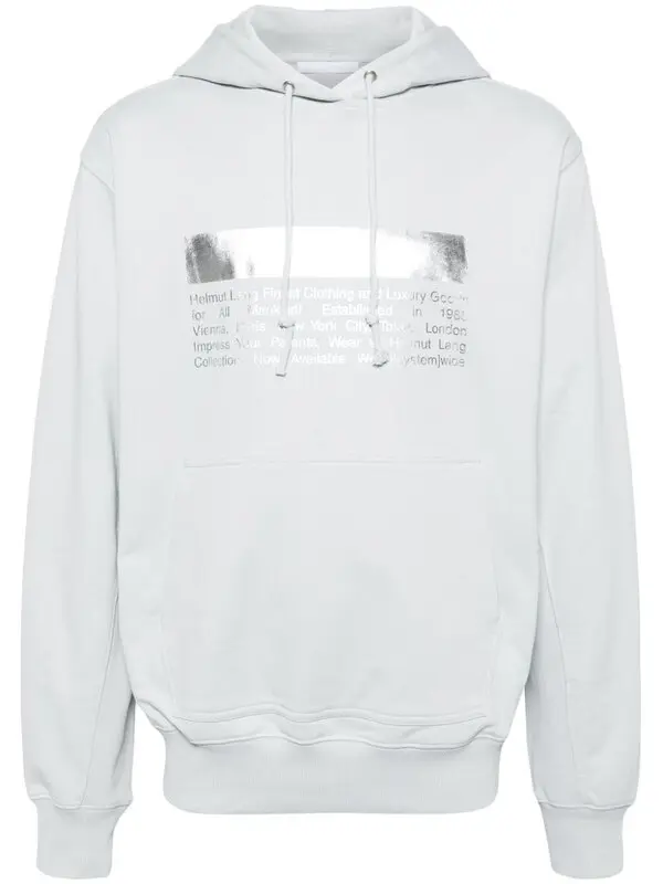 Helmut Lang Logo-print Cotton Hoodie - Blue