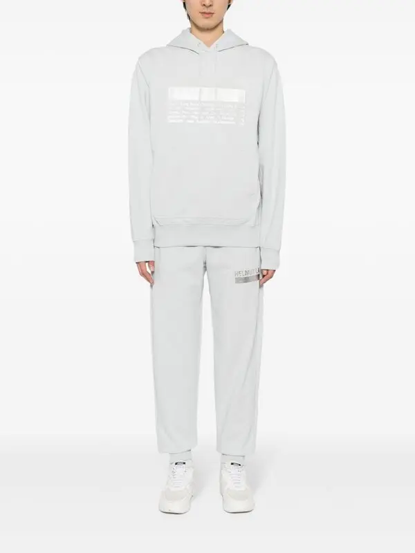 Helmut Lang Logo-print Cotton Hoodie - Blue
