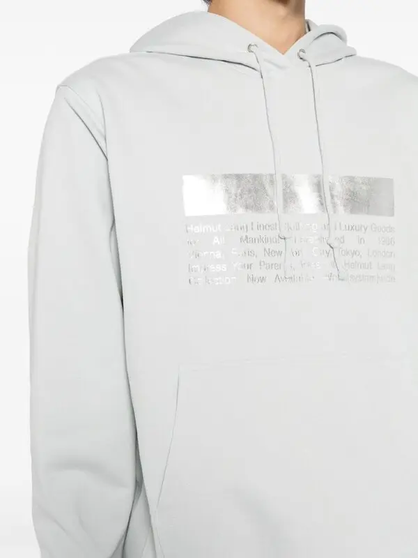 Helmut Lang Logo-print Cotton Hoodie - Blue