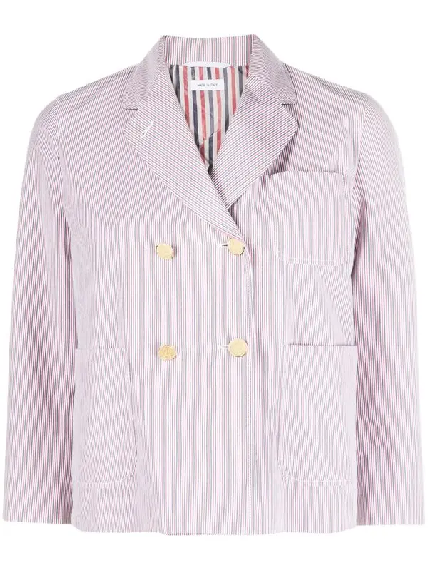 Thom Browne Striped Double-breasted Jacket - Red