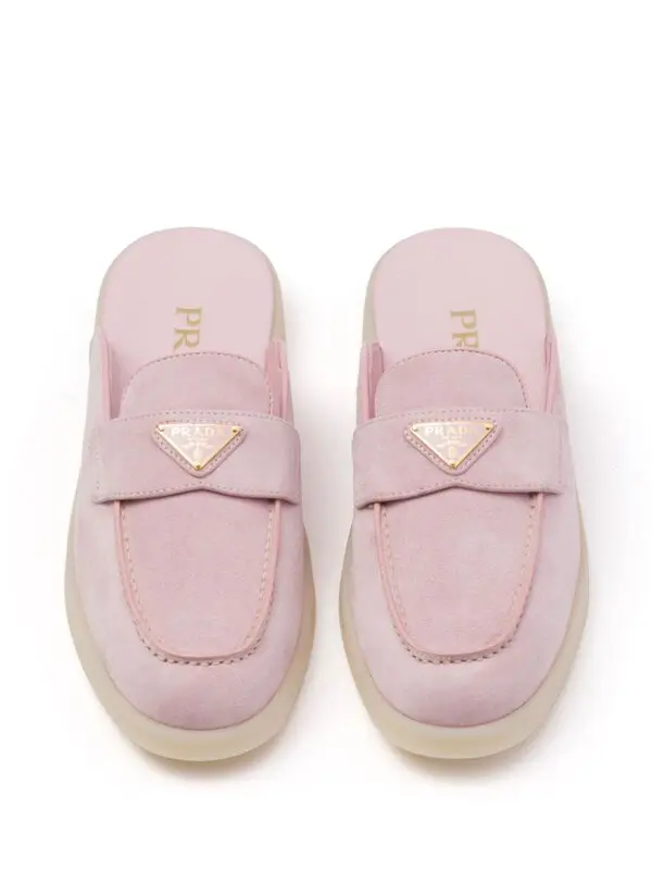 Prada Logo-plaque Suede Mules
